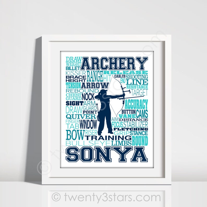 Archery Typography Poster Gift for Archer Archery Art Print - Etsy