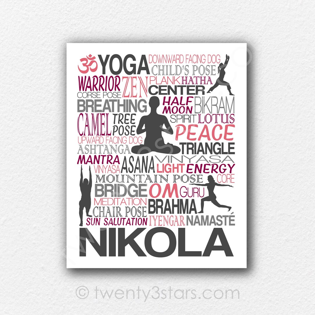 Yoga Typography Poster Print, Yoga Studio Name Art, Namaste Poster ...