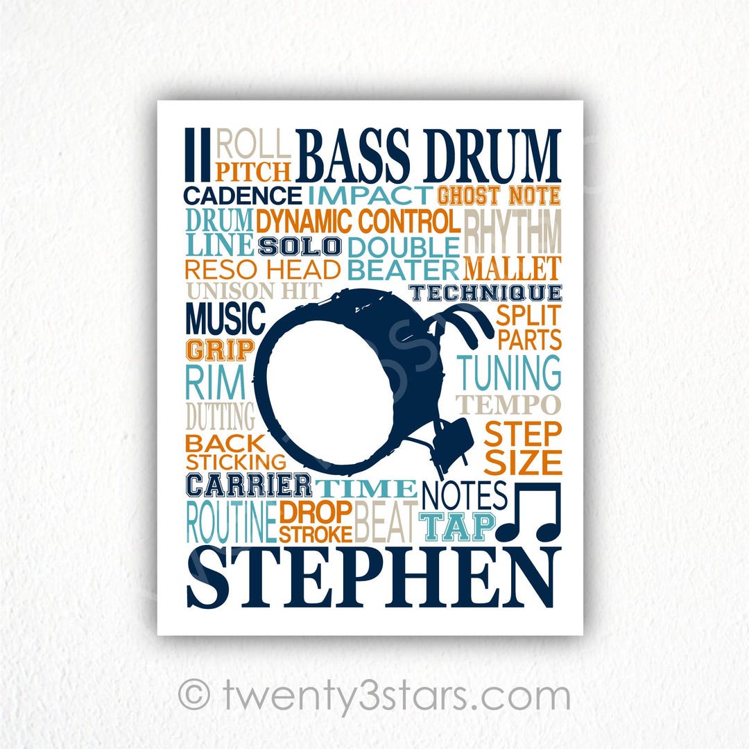 Custom Bass Drums Poster, Bass Drummer Art, Bassline Drum Gift ...