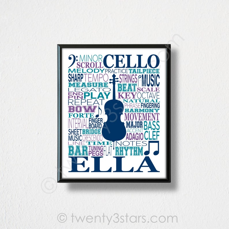 Cello Typography Poster Cellist Wall Art Cello Player Gift - Etsy