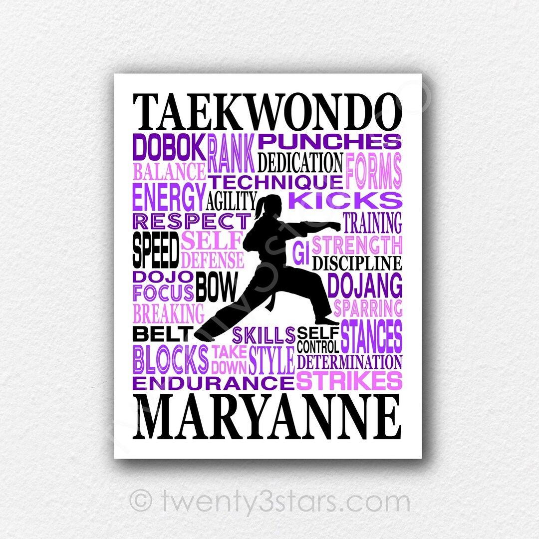 Women's Taekwondo Poster, Tae Kwon Do Word Art, Custom Tae Kwon Do Gift ...