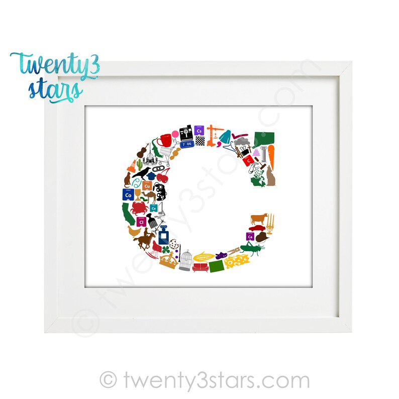 Letter C Poster Letter C is For Art C Nursery Wall Art | Etsy