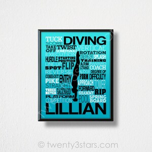 Personalized Diving Poster, Diving Typography Art, Gift for Diver ...