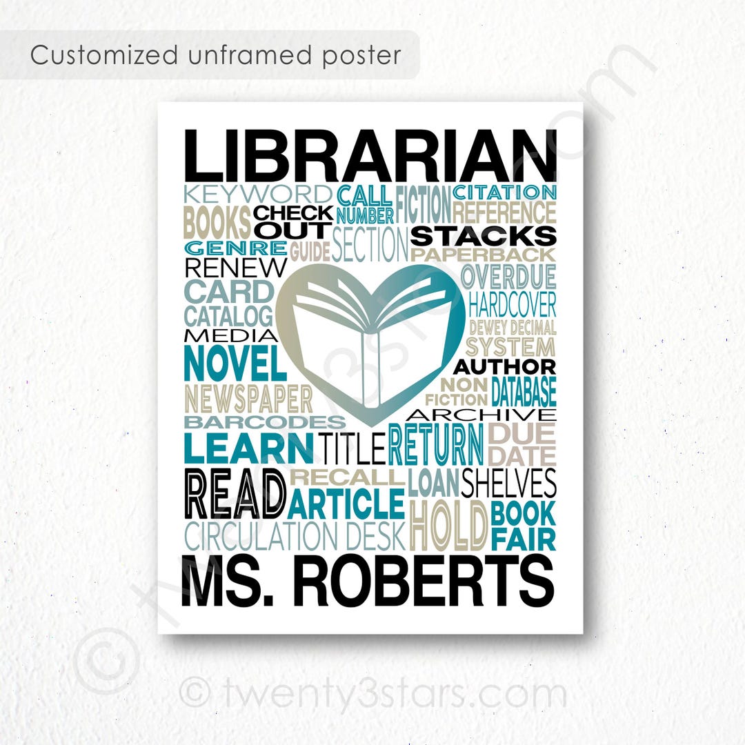 Librarian Poster Art, Librarian Poster, School Librarian Gift, Library ...