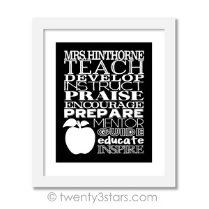Teacher Typography Poster, Principal Gift, Teacher Poster, Classroom ...