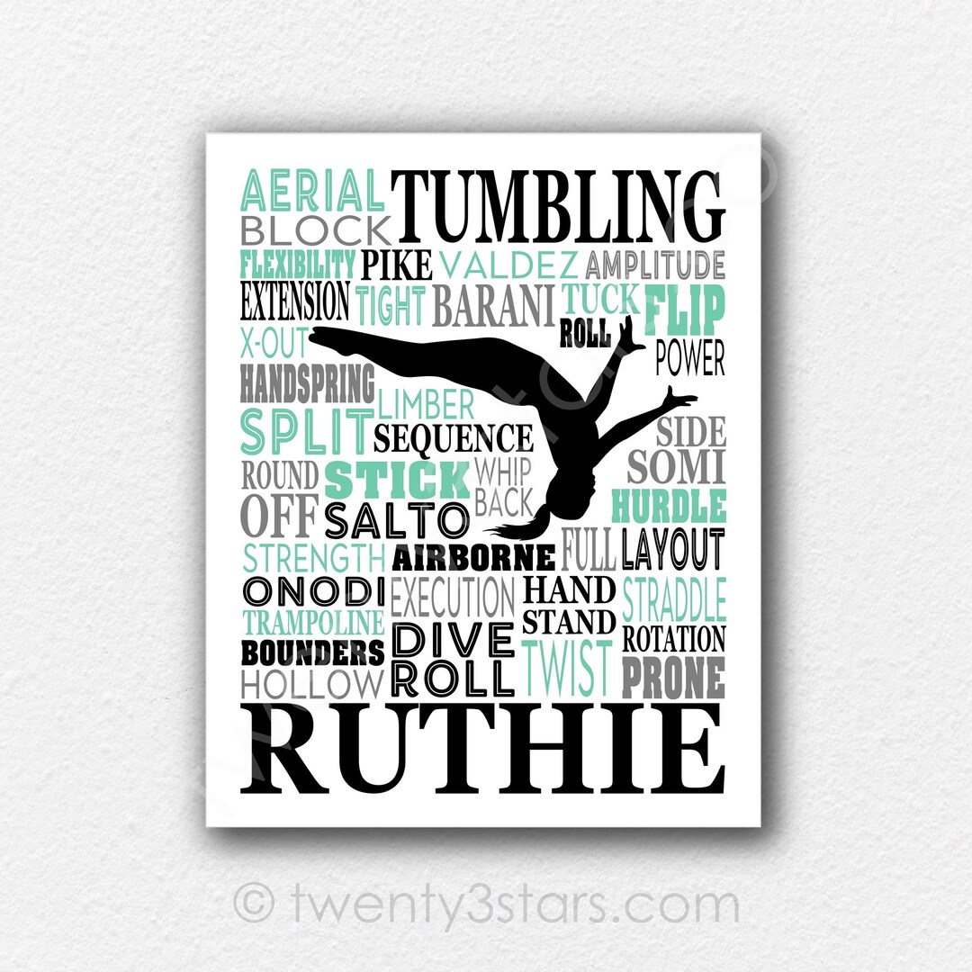 Custom Tumbling Poster, Gymnast Gift, Gift for Tumbler, Gymnastics ...