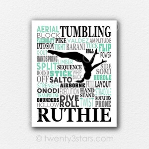 Custom Tumbling Poster, Gymnast Gift, Gift for Tumbler, Gymnastics ...