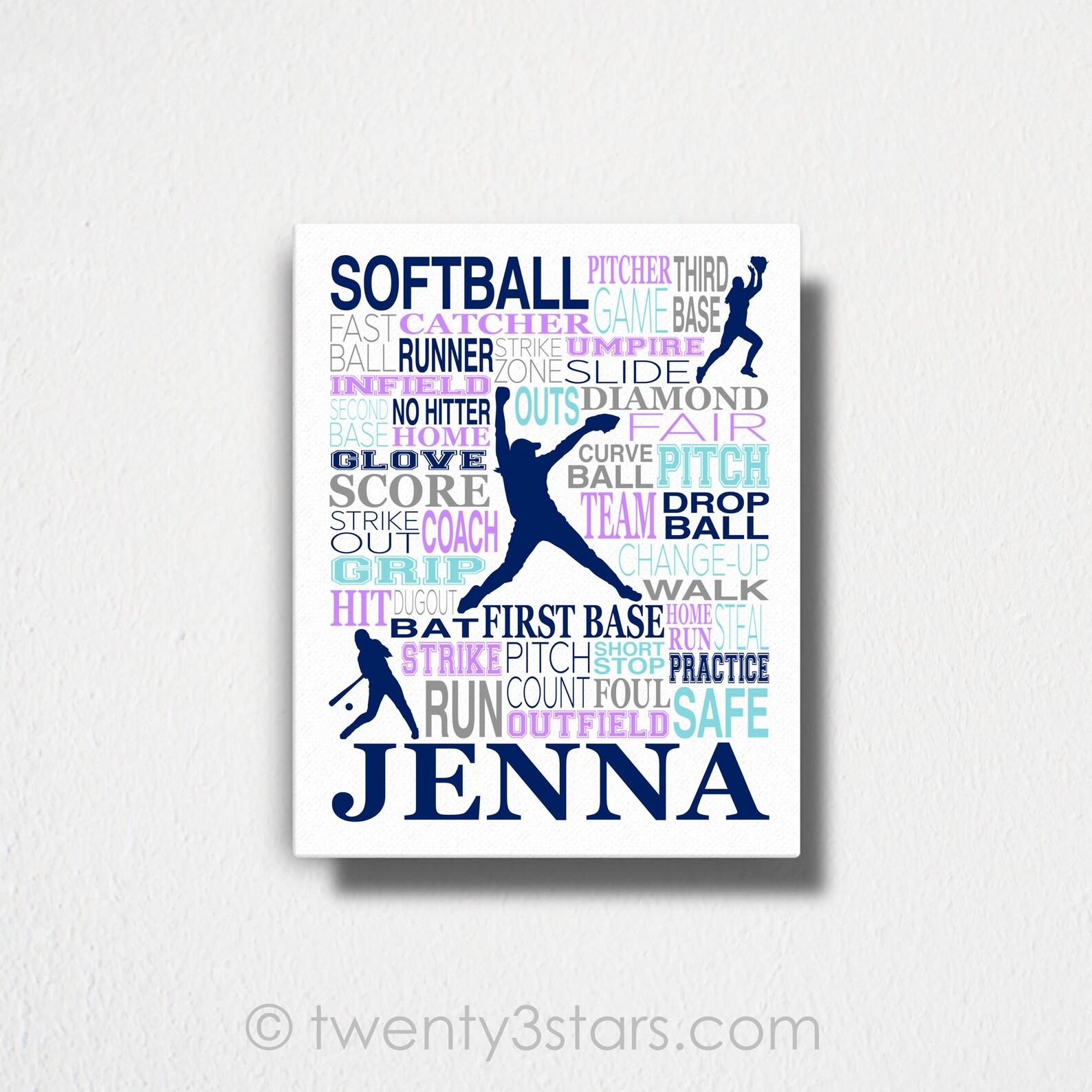 Softball Gift, Softball Art, Softball Poster, Softball Typography ...