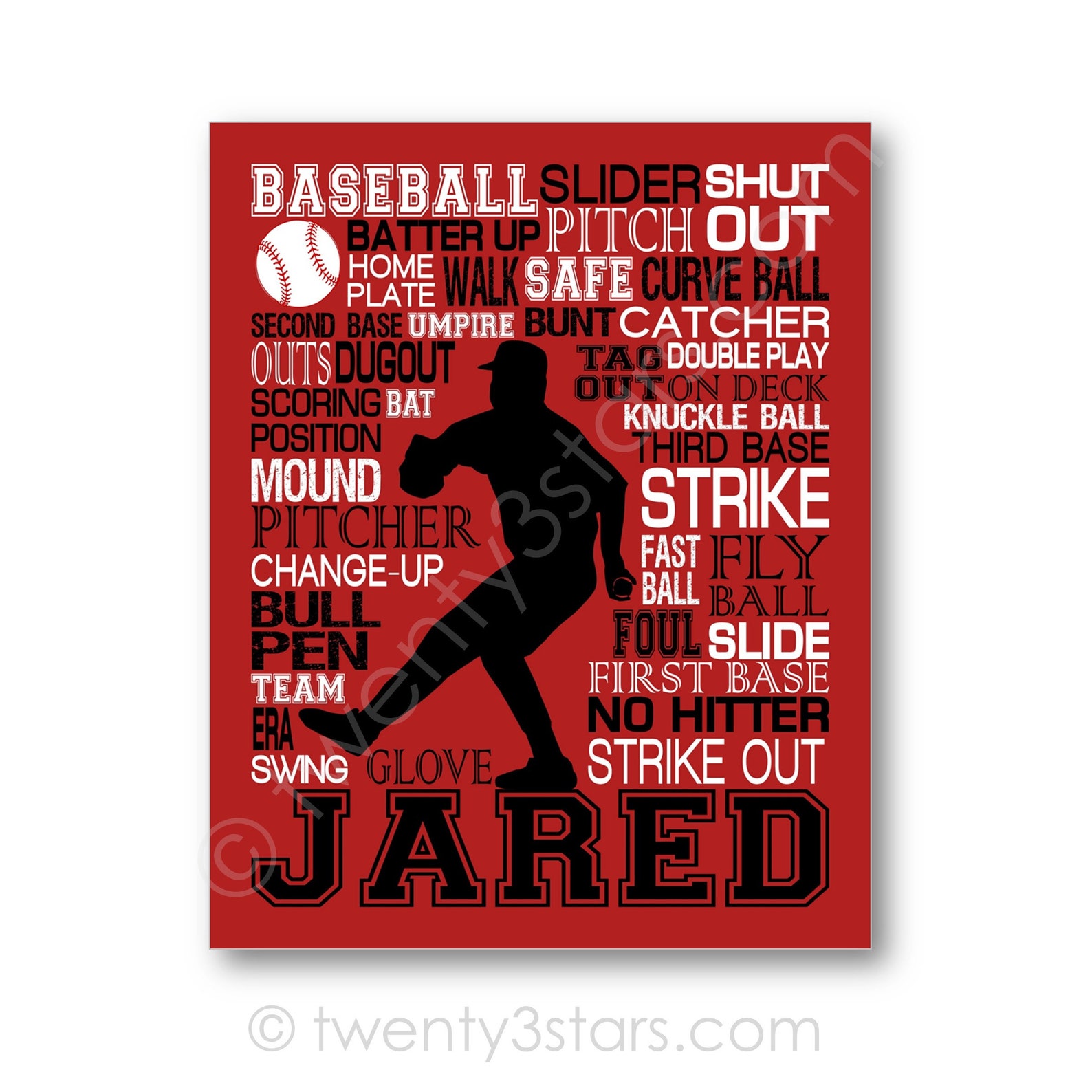 Baseball Pitcher Poster Boy's Baseball Room Art Baseball - Etsy