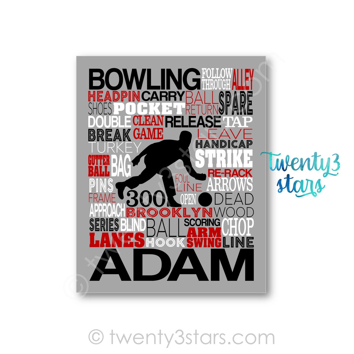 Bowling Word Art Poster Bowling Lover Gift Bowling Team - Etsy