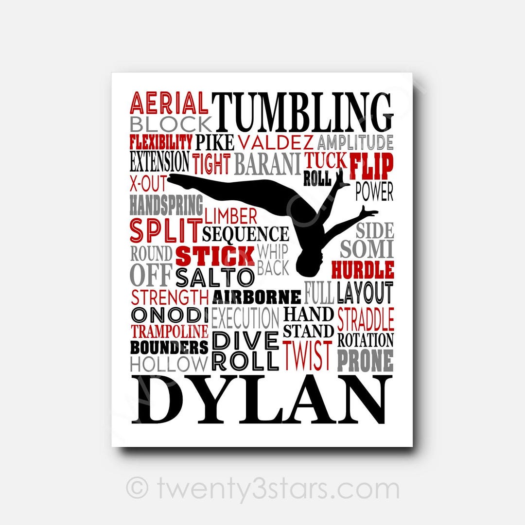 Custom Tumbling Typography Art Print: Gymnast Gift - Etsy