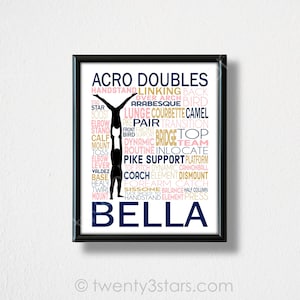 Acro Trio Poster, Acro Trio Art, Acro Gymnastics Gift, Gift for ...