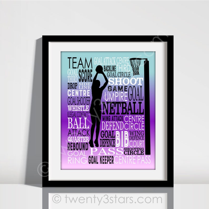 Netball Poster Typography Girls Netball Art Netball Team - Etsy UK