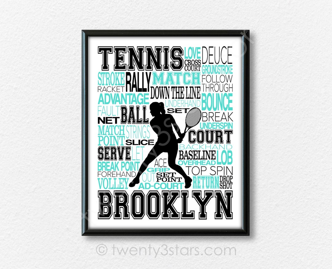 Personalized Tennis Poster Girls Tennis Gift Tennis Player - Etsy