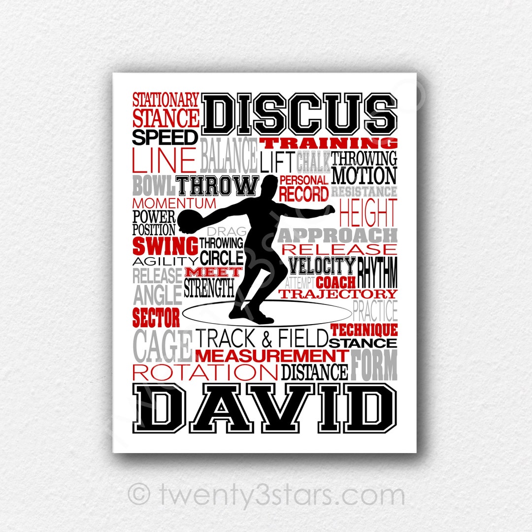 Boy's Discus Poster, Track and Field Art, Track Team Gifts, Men's ...