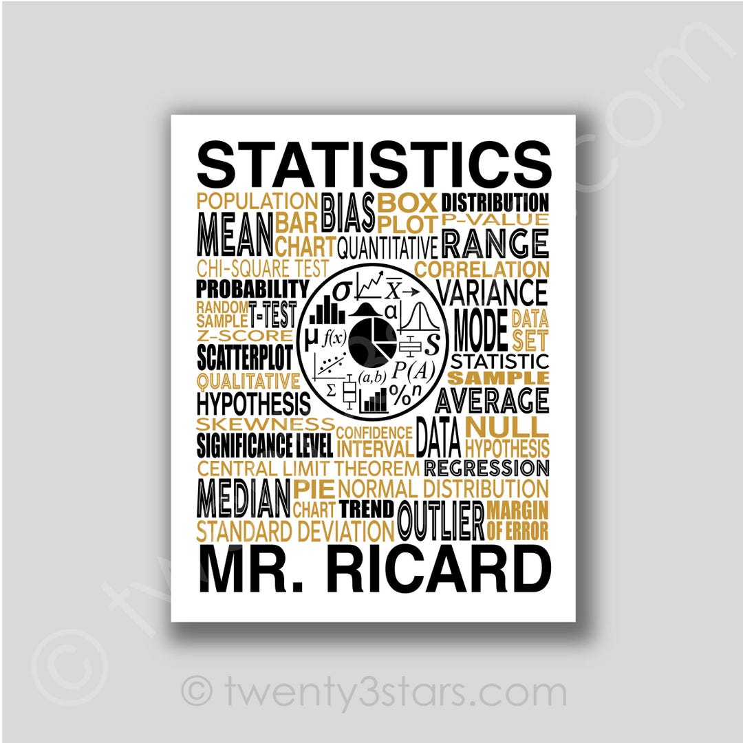 Statistics Math Teacher Poster, Custom Statistics Gift, Gift for ...