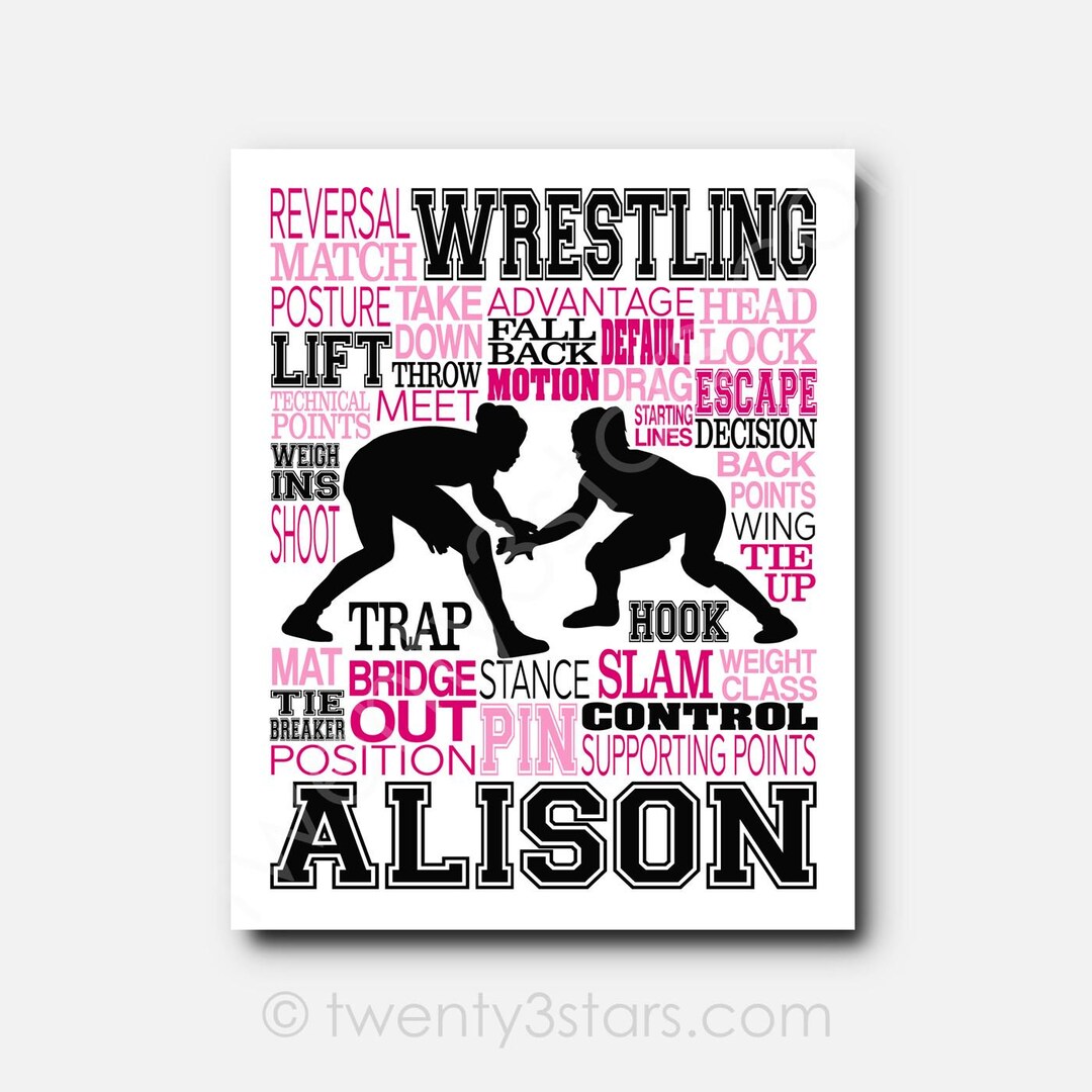 Personalized Girl's Wrestling Poster: Custom Colors, Wrestler Art - Etsy