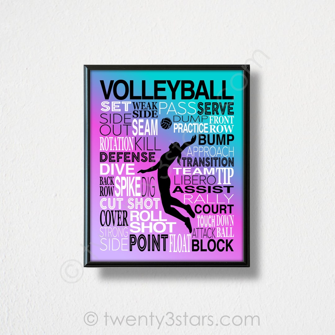 Volleyball Word Art Volleyball Poster Gift Volleyball Team - Etsy