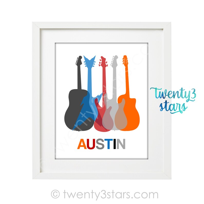 Custom Guitars Name Poster Modern Guitar Wall Art Print | Etsy
