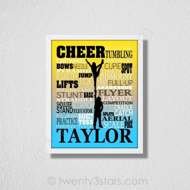 Cheerleading Stunt Team Art Cheer Typography Poster - Etsy