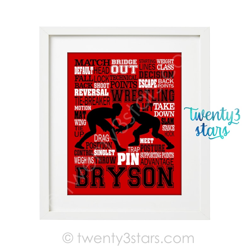 Wrestling Word Art Wrestler Art Print Wrestling Art Custom | Etsy