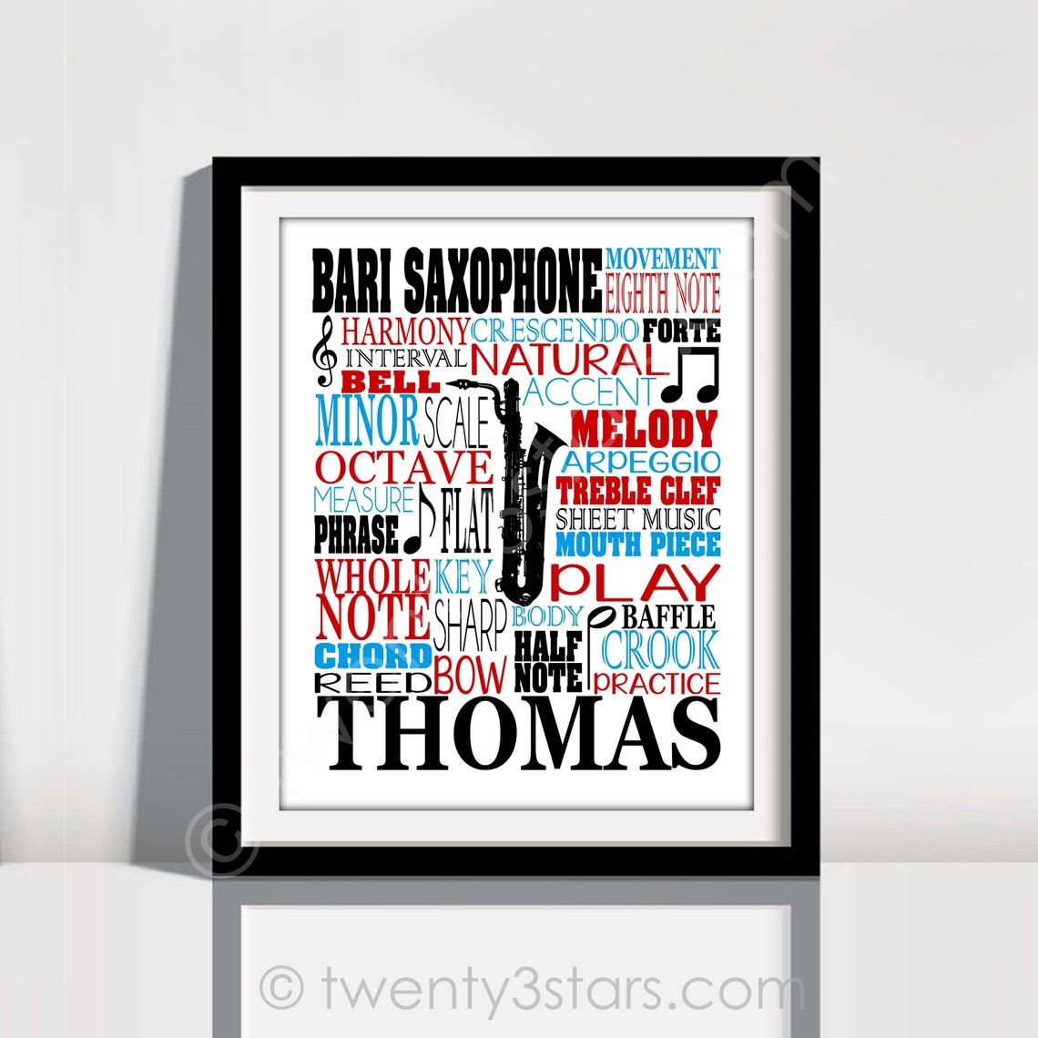 Saxophone Typography Poster Gift for Saxophone Player - Etsy