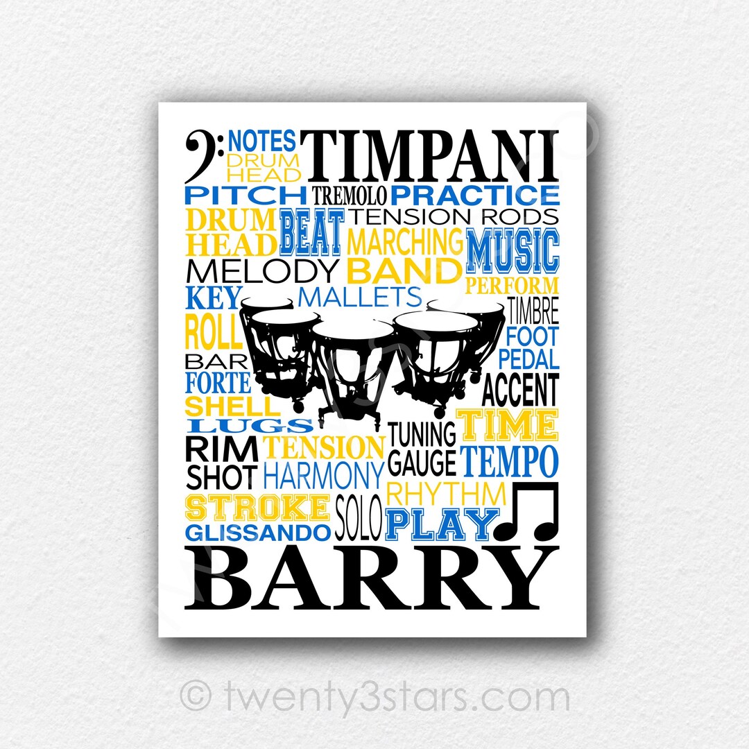 Timpani Typography Poster, Drummer Typography, Gift for Kettle Drummer ...