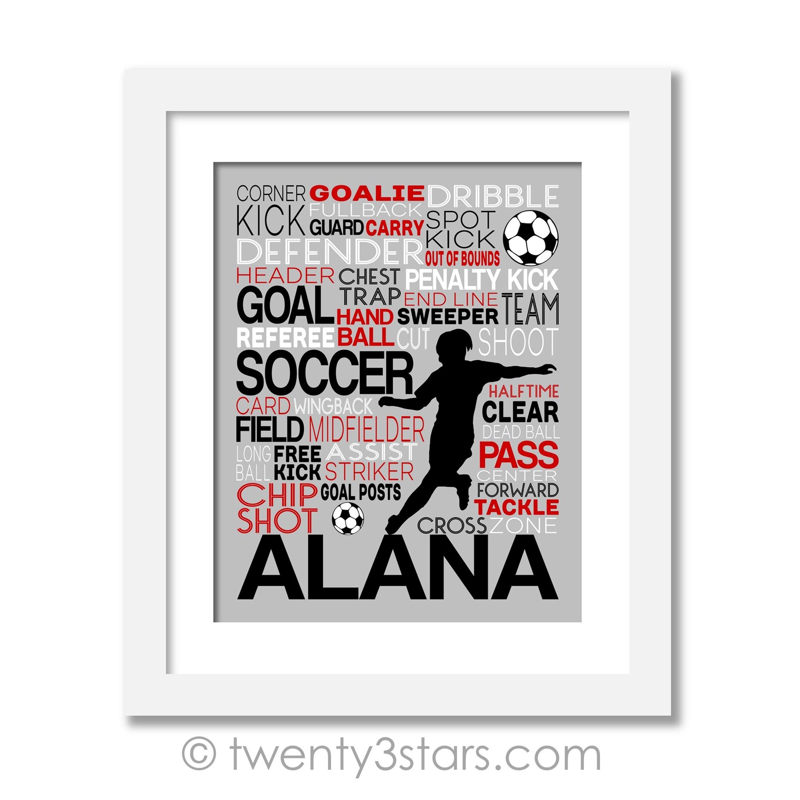 Girl's Soccer Poster Girls Soccer Typography Gift for | Etsy
