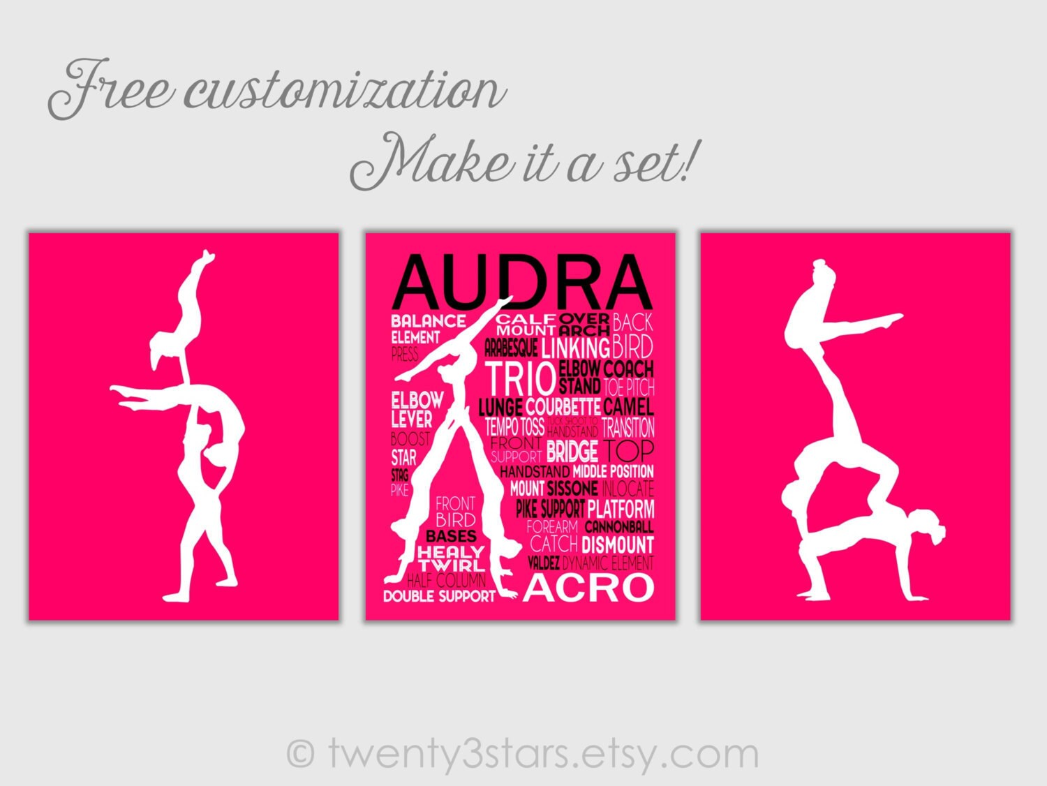 Acro Trio Poster Acro Trio Art Acro Gymnastics Gift Gift - Etsy UK