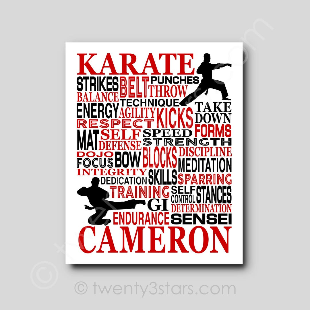 Custom Karate Typography Art Print: Martial Arts Gift - Etsy