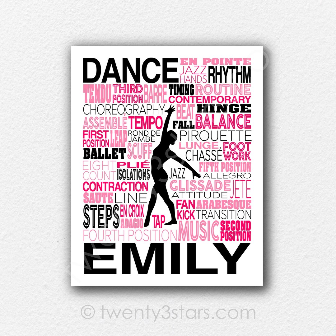 Dance Typography Poster, Gift for Dancer, Dance Team Art, Dance Team ...
