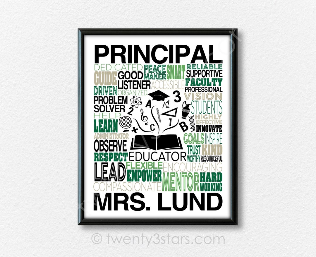 Personalized Principal Poster, Educator Gift, Gift for School Principal ...