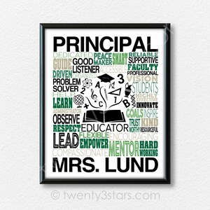 Personalized Principal Poster, Educator Gift, Gift for School Principal ...