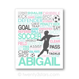 Girl's Soccer Poster Girls Soccer Typography Gift for | Etsy