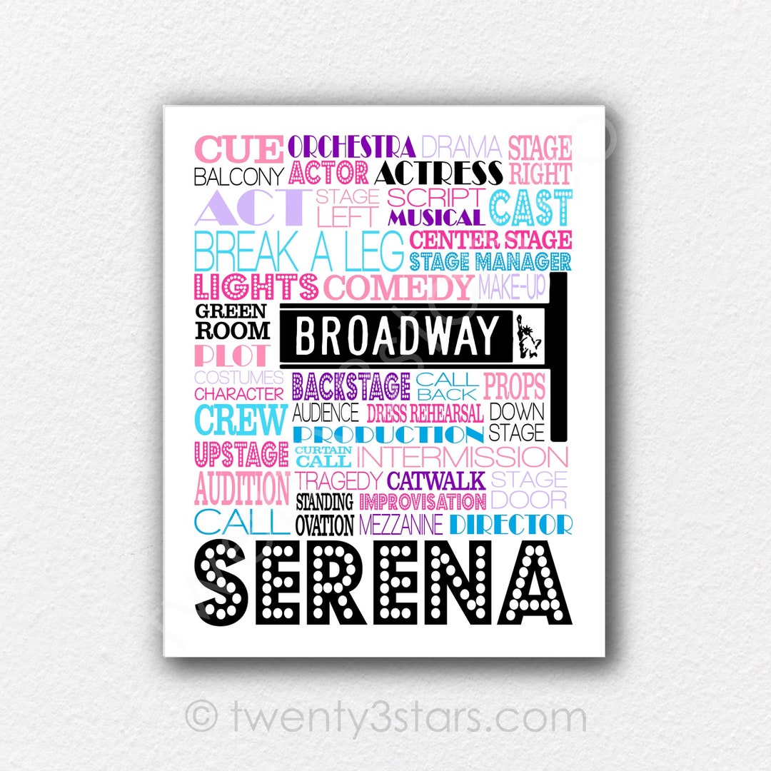 Acting Typography Poster, Broadway Terms Art, Actress Gift, Actor Gift ...