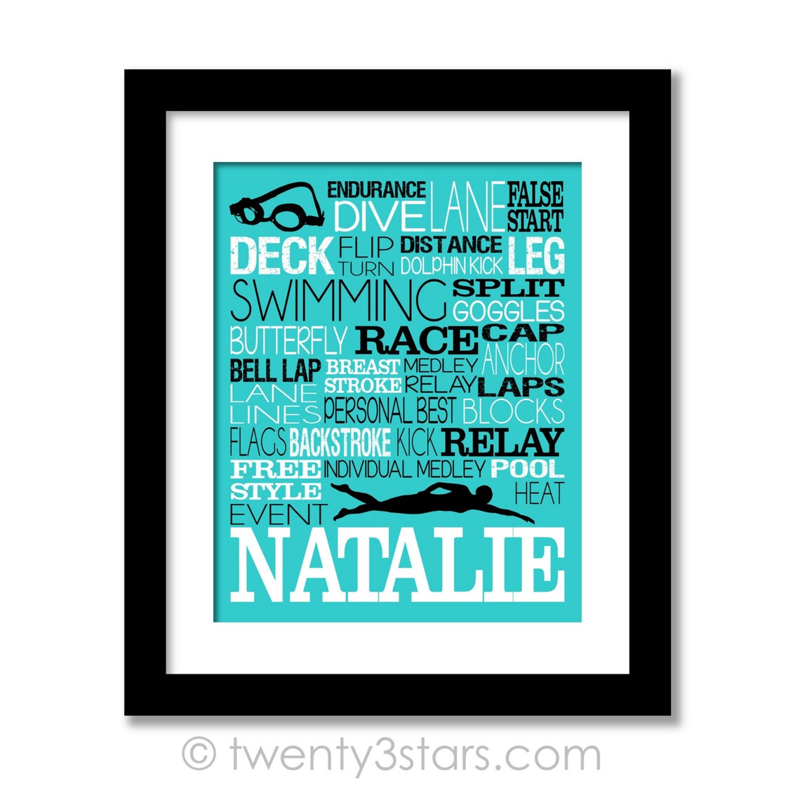 Swimming Word Art Swimmer Typography Swim Gift Gift for | Etsy