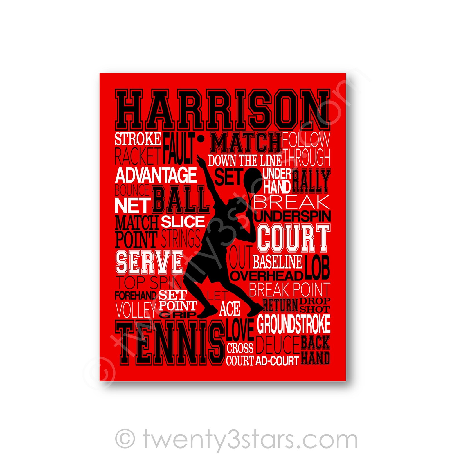 Personalized Tennis Poster Girls Tennis Gift Tennis Player | Etsy