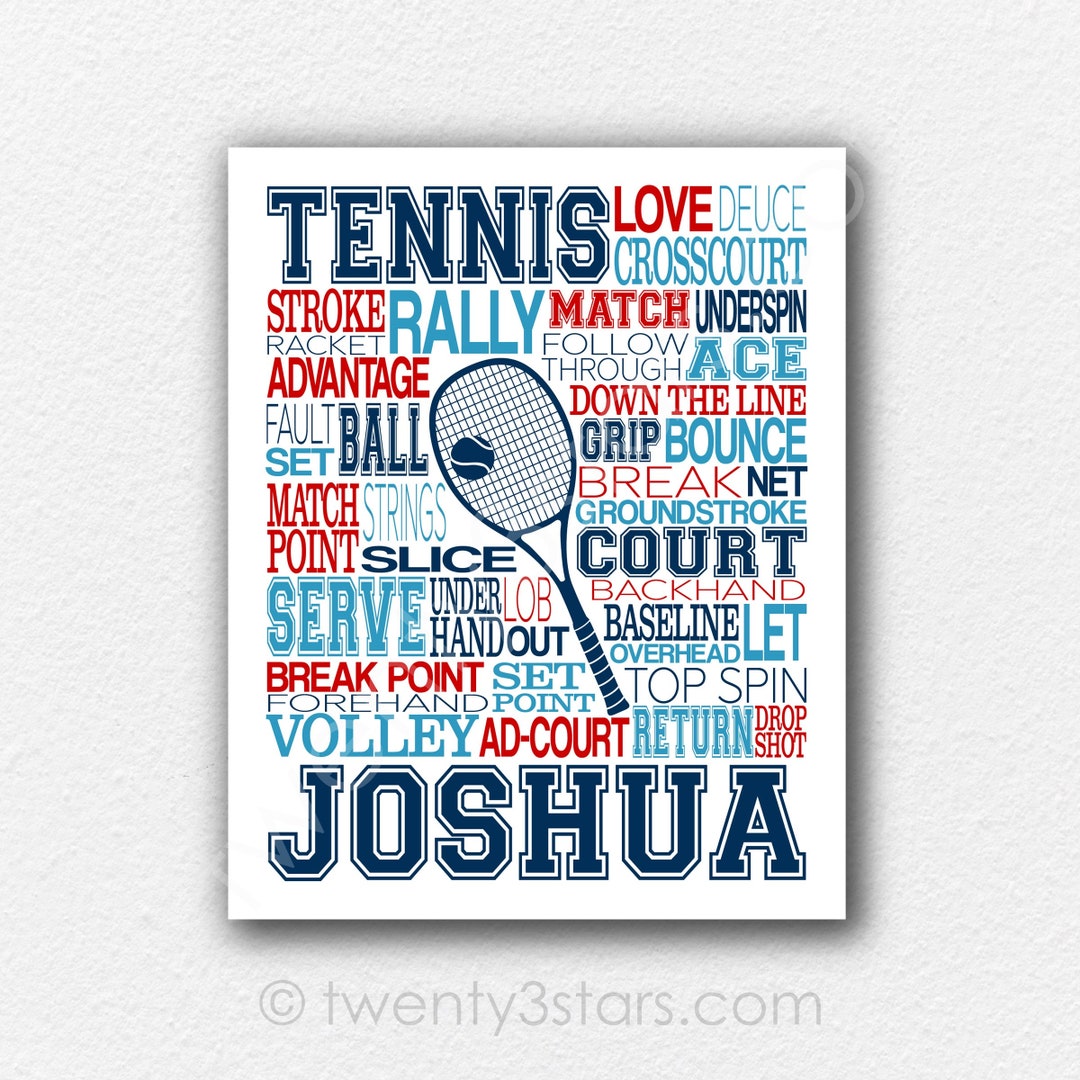 Tennis Racket Word Art Tennis Typography Art Tennis Art Tennis Player ...