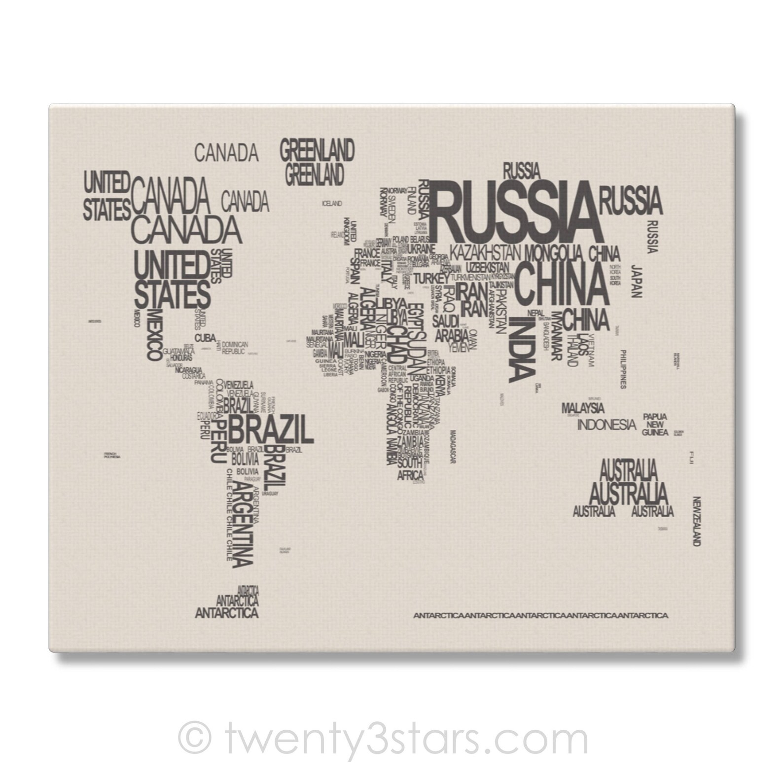 World Map Typography Poster Print Typographic Atlas Art with | Etsy
