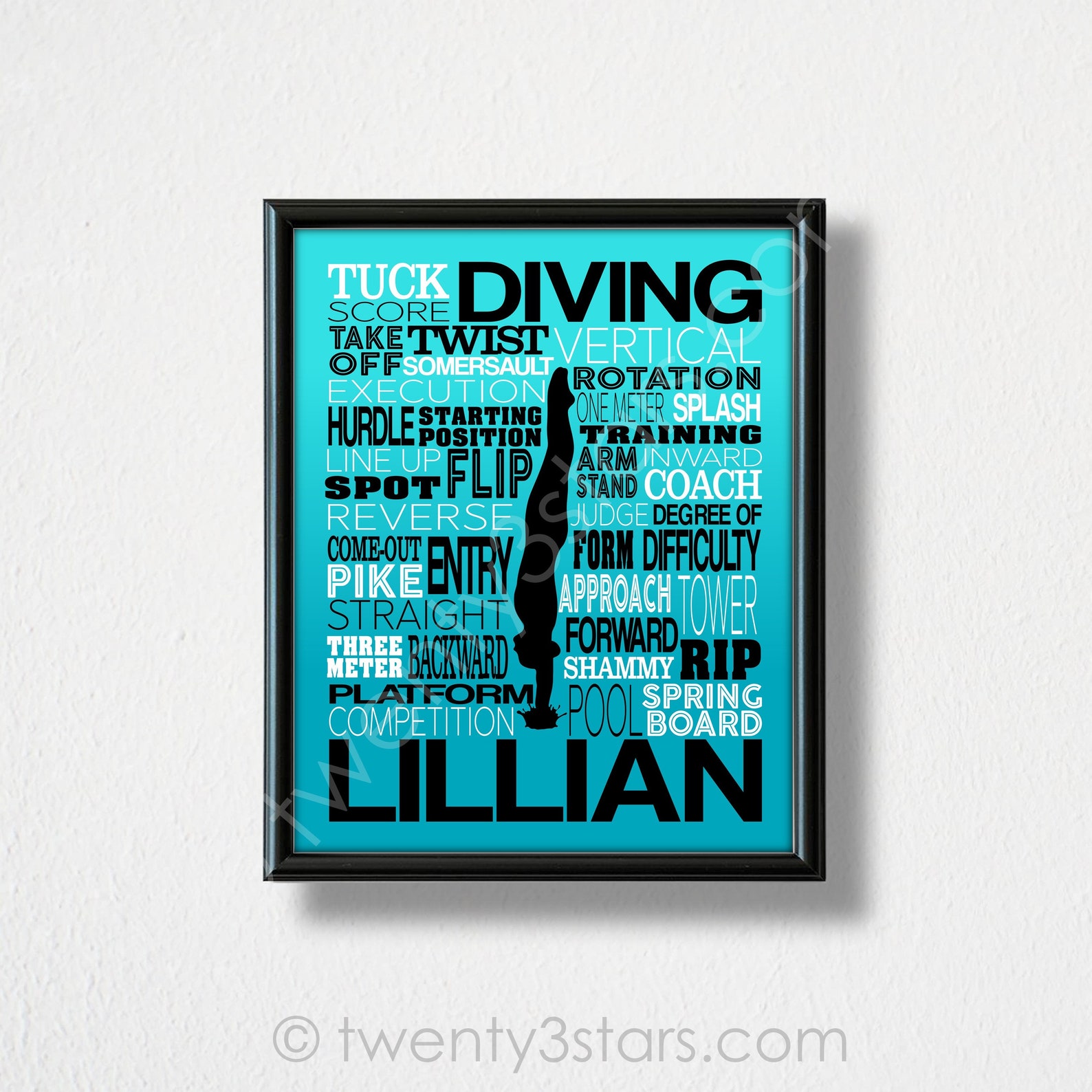 Personalized Diving Poster Diving Typography Art Gift for | Etsy