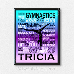 Gymnastics Word Art, Gymnastics Gift, Gift for Gymnasts, Gymnastics ...