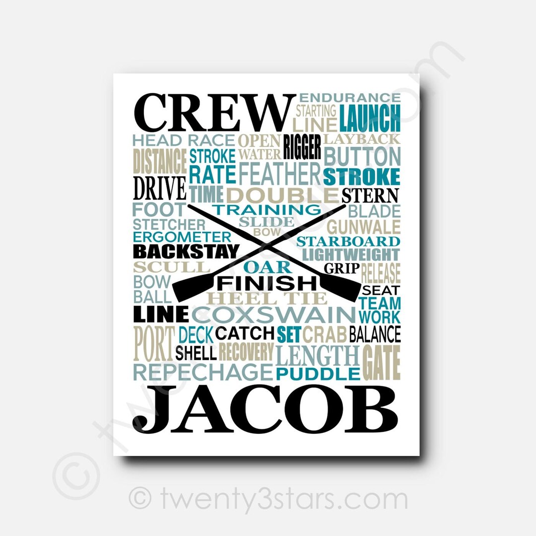 Custom Rowing Team Word Art Print: Personalized Crew Gift - Etsy