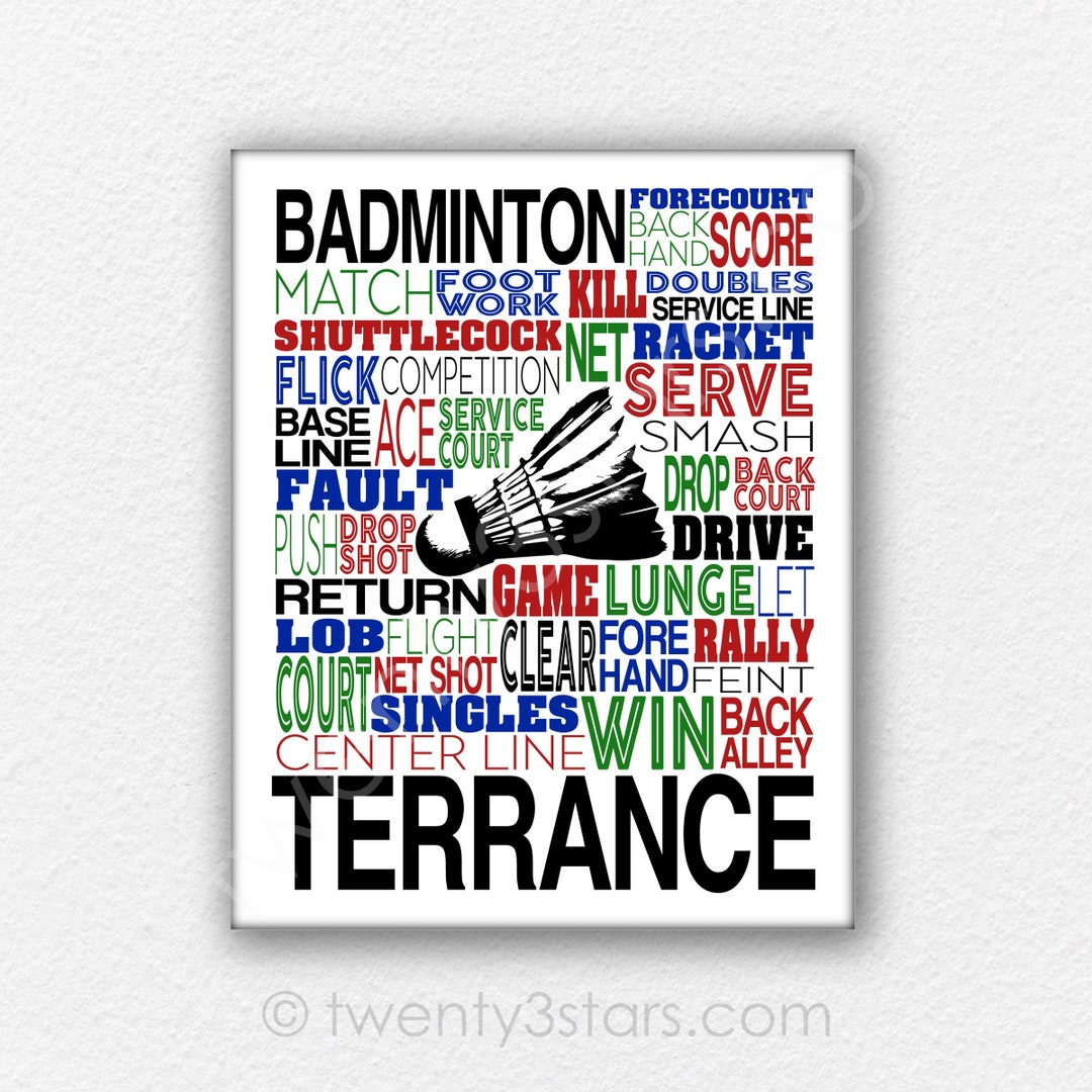 Badminton Word Art Badminton Art Tennis Art Badminton Player Gift ...