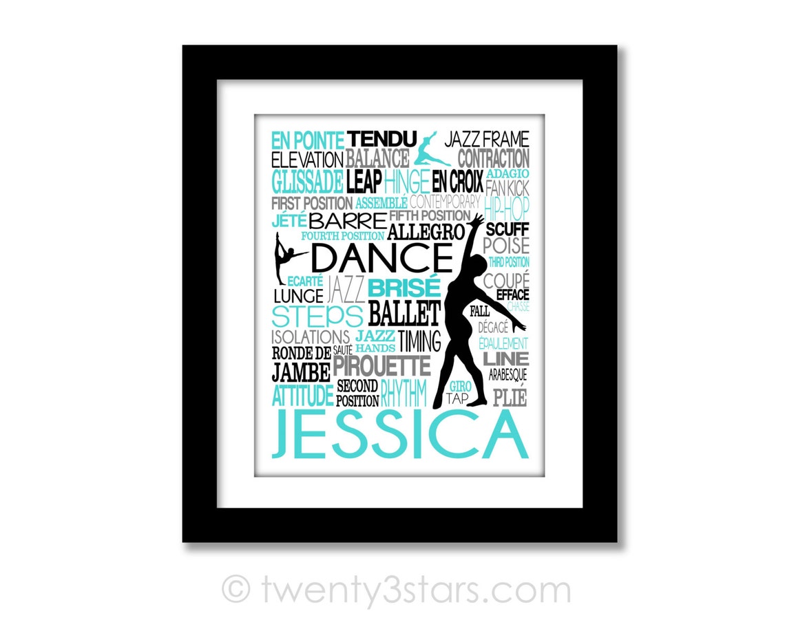 Dance Typography Poster Gift for Dancer Dance Team Art | Etsy