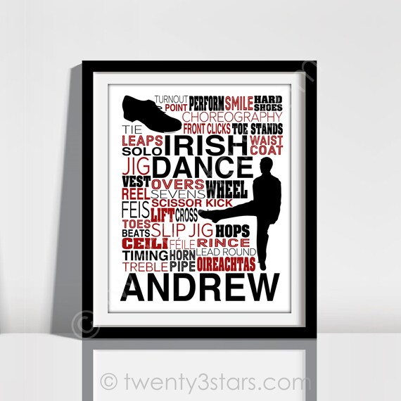 Boy's Irish Dance Poster Boys Irish Dance Art Custom | Etsy