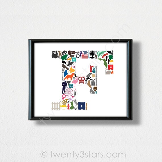 Letter F Poster Letter F is for Art F Nursery Wall Art - Etsy