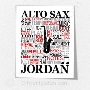 Saxophone Typography Poster, Gift for Saxophone Player, Saxophone ...