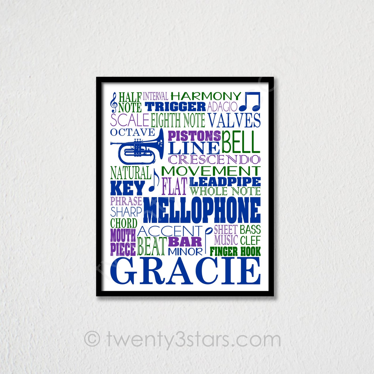 Mellophone Typography Poster Mellophone Player Gift | Etsy