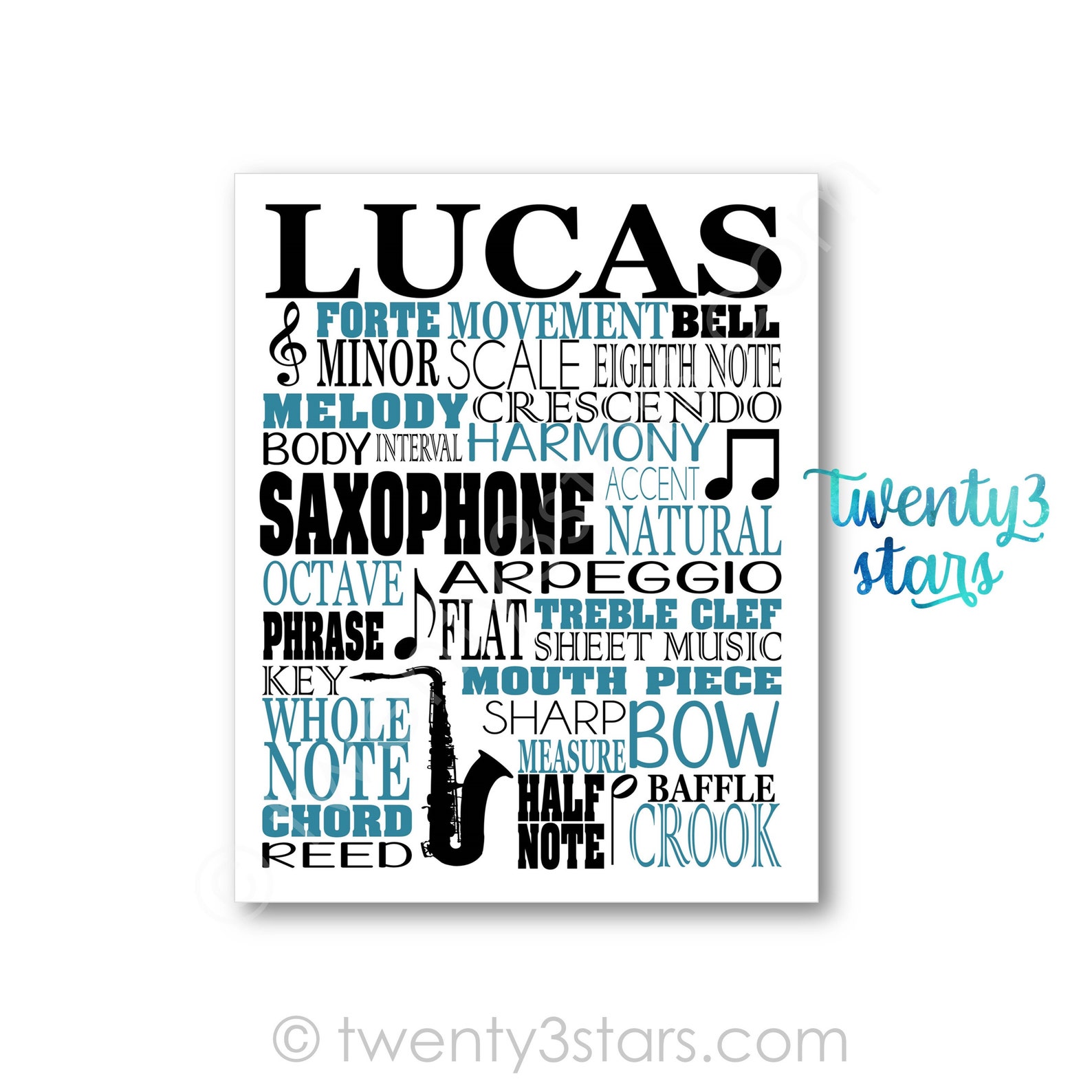 Saxophone Typography Poster Gift for Saxophone Player - Etsy