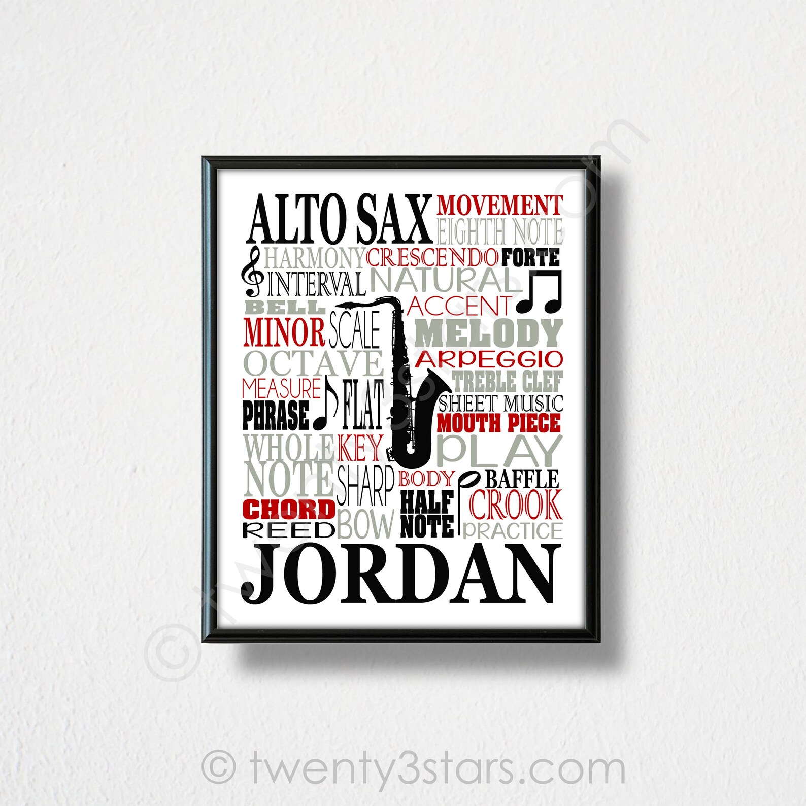 Saxophone Typography Poster Gift for Saxophone Player - Etsy